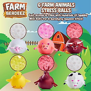 Yoya Farm Freinds DNA Balls - Fidget Stress Ball - Colorful Soft Squishy - Mental Stimulation, Clarity, Focus Tool - Fun Squishies - 6 Pack