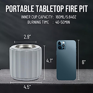 Onlyfire Smokeless Tabletop Fire Pit, Mini Portable Concrete Ethanol Fireplace, Small Table Fire Bowl for Indoor and Outdoor Use, Bio Ethanol Fuel