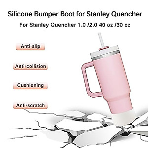 UMUST 8 Pcs for Stanley Cup Accessories, Silicone Spill Proof Stoppe & Silicone Bumper Boot,Leakproof Silicone Seal Kit & Water Bottle Bottom Sleeve for Stanley Cup1.0 40 oz 30 oz (Clear*4 & Pink*4)