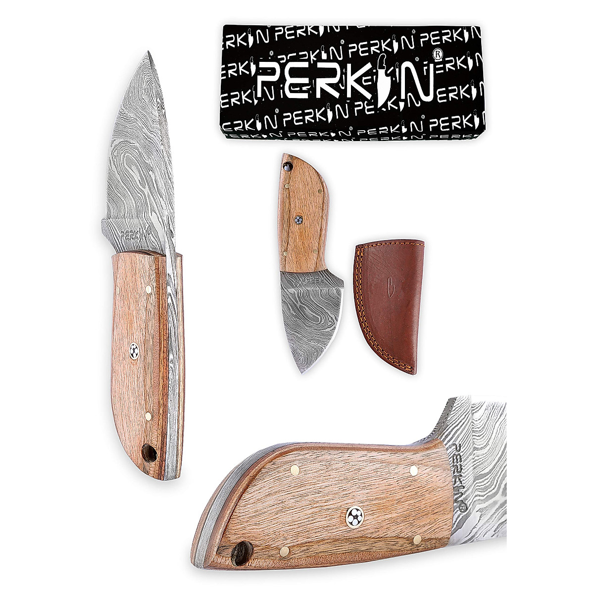 Now Handcrafted Small Hunting Knife - Damascus Steel - Neck Knife