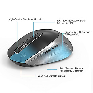 Wireless Keyboard and Mouse, J JOYACCESS 2.4G USB Ultra Slim Full Size Ergonomic Rechargeable Keyboard and Slient Cordless Mouse with Back/Forward Buttons for Mac/Windows/Laptop/Desktop - Black