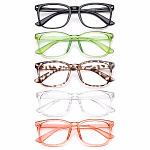 WINTOO Anti Blue Light Glasses for Women Men -5 Pair Blue Light Blocking Glasses, UV400 Anti-Glare Computer Glasses Women, Blue Light Reading Glasses for Women for Gaming TV Phone Screen Square Frame