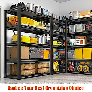 Raybee Storage Shelves Heavy Duty Garage Shelving, 2 Pack, Heavy Duty Shelving Loads 2050Lbs, Adjustable 5-Tier Metal Shelves for Storage, Garage Shelves Heavy Duty for Warehouse,Pantry,Kitchen