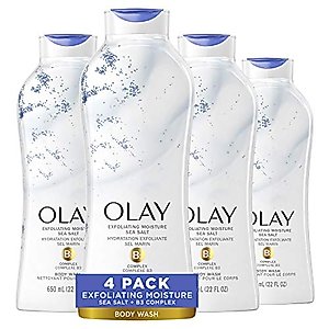 Olay Daily Exfoliating with Sea Salts Body Wash, 22 oz, (4 Count)