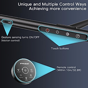 EYOCEAN Desk Lamp with Clamp, 31.5" LED Desk Lamp for Home Office, 24W Gesture Sensing Control Desk Light, Dimmable & Color Temperature, Eye-Caring Office Lamp, Architect Lamp for Screen Task Lamp