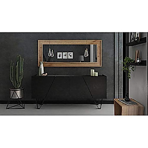 Mobili Fiver, 4-Doors Sideboard, Emma, Rustic Wood, with White Legs, Laminate-Finished/Iron, Made in Italy