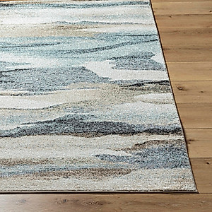 Mark&Day Area Rugs, 5x7 Bennington Modern Aqua Area Rug, Blue Grey Brown Carpet for Living Room, Bedroom or Kitchen (5'3" x 7')