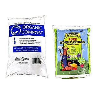 Wiggle Worm Castings + Blue Ribbon Organic Compost OMRI Combo (40-Pound)