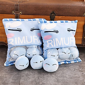 Obanai Anime That Time I Got Reincarnated as a Slime Tempest Rimuru Removable Fluffy Animal Plush Doll, Removable Plush Pillow, Internal 6 Cute Doll (Blue)