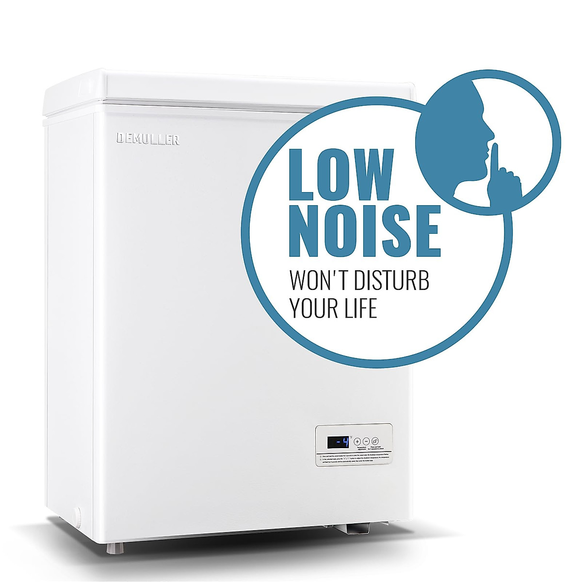 DEMULLER Chest Freezer Small Deep Freeezer with 2 Removable Baskets, Compact Freezer with Digital Control Panel accurate to 1 ℉, Mini Freezer for Homes Garages Basements White