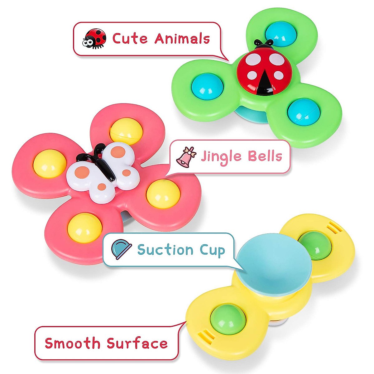 NARRIO Travel Toys , Suction Cup Spinner Infant Baby Toys 12-18 Months, First Easter Birthday Gifts Girl Toys, Spinning Top Sensory Toys for Toddlers Age 1-3 Year Old Boy