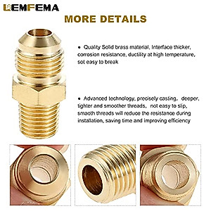 Lemfema 2 Pcs 3/8" Male Flare x 1/4" Male NPT Thread Coupling Fittings Propane Adapter for BBQ, Coupler Pipe Flare Connector Gas Adapter