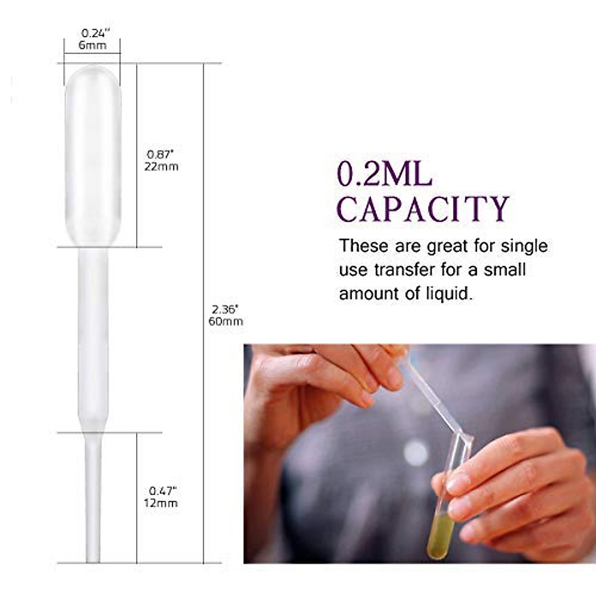 moveland 0.2ml Plastic Mini Transfer Pipettes for Liquid Mixture, 350PCS Disposable Dropper