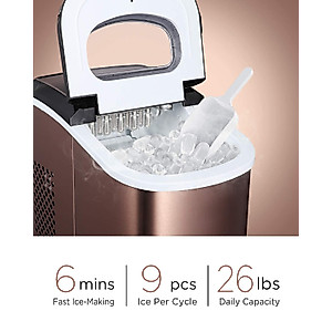 SOUKOO Ice Makers Countertop 26lbs/24h Portable Ice Maker (Bronze Stainless Steel)………