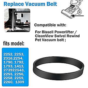 Vacuum Belt Replacement for Bissell Cleanview Swivel Pet Upright Bagless/Powerlifter Vacuum Cleaner, fits Model: 2252, 2254, 22543, 2258,2259, 2260,2316, 2739, 1793, Parts # 3031120, 32074