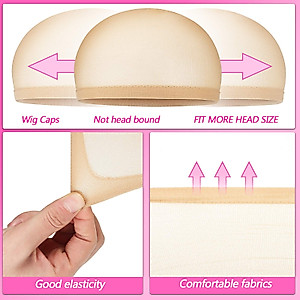 Chuangdi 4 Pieces Silicone Wig Grip Band and Stretchy Nylon Wig Caps for women, Non Slip Silicone Headband for Wigs with 2 Brush for Women Sport Yoga