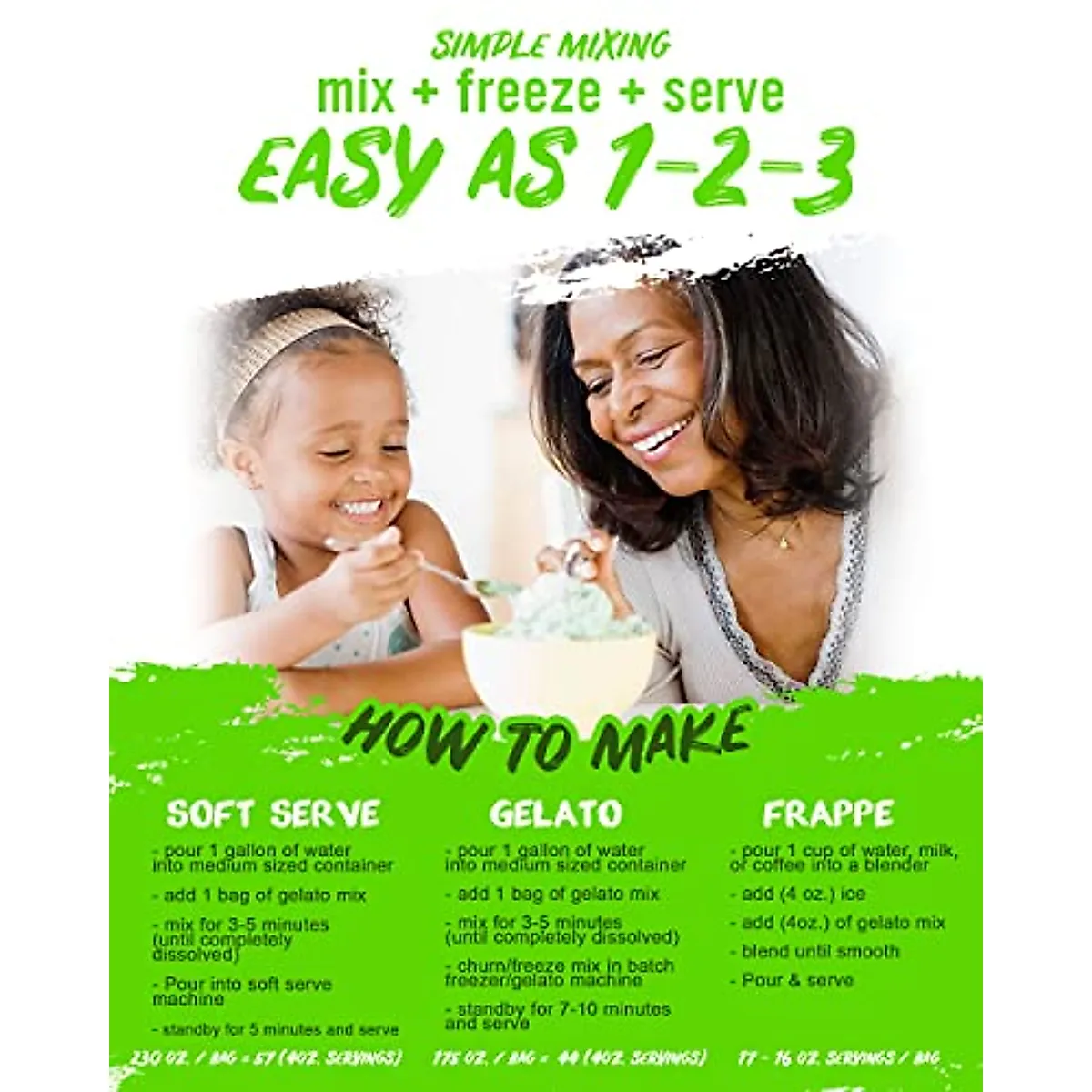 Frozen Bean Bulk Ice Cream Mix, Easy to Make Gelato Starter Mix Kit and Ice Cream Mixes for Ice Cream Maker, Soft Serve Machine, Milkshakes and Frappes, Cookie Monster