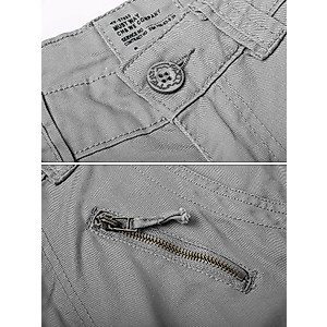 OCHENTA Men's Military Cargo Pants with 8 Pockets, Relax fit Casual Work Combat Outdoor Slacks Light Grey 38