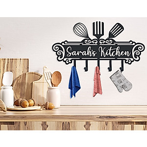 Personalized Kitchen Wall Decor，Custom Kitchen Hooks for Utensils, Personalized Kitchen Utensil Rack, Custom Metal Kitchen Hooks for Mothers Day Gifts, Grandmother's gift.