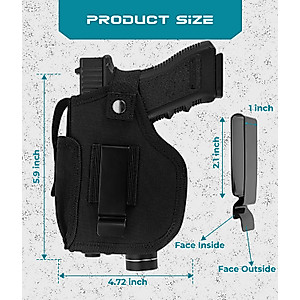 LandFoxtac Gun Holster with Laser/Light, IWB/OWB Concealed Carry Pistols Holster with Mag Pouch Fits Most 9mm 380 45ACP, Gun Holsters for Men and Women Left/Right Hand, for Glock, S&W, Sig, and More
