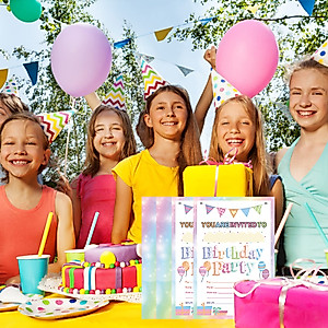 Idealmuzik 30 Pack Birthday Party Invitations for Girls with Envelopes and Sticker, Cute Birthday Party Invitations Cards for Kids, Party Decorations Supplies for Baby Shower Birthday Party