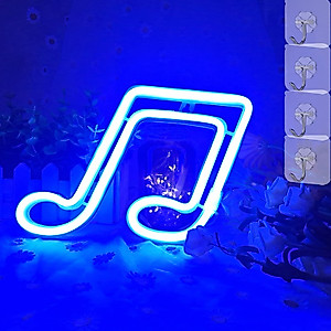 VIFULIN Music Note Neon Signs Blue LED Neon Light USB or Battery Operated Music Note LED Neon Light Signs Tik Tok LED Night Light for Bedroom Wall Decor Living Room Bar Party Wedding Christmas(Blue)