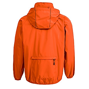 Spmor Men's Lightweight Waterproof Jacket Packable Windbreaker Running Coat Orange 2XL