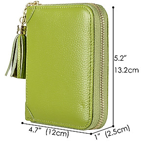 Easyoulife Womens Credit Card Holder Wallet Zip Leather Card Case RFID Blocking (Green)