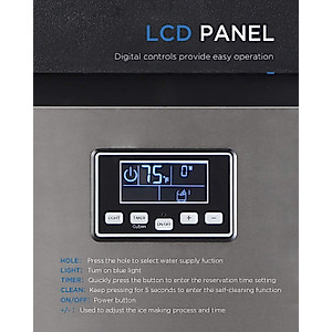 WATOOR Commercial Ice Maker Machine with Bottom-Loading Water System, LCD Display Under Counter or ‎Freestanding 100lbs/24h