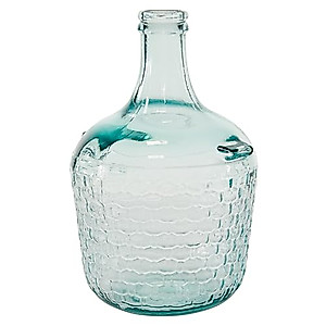 Deco 79 Recycled Glass Handmade Spanish Vase with Bubble Texture, 8" x 8" x 12", Clear