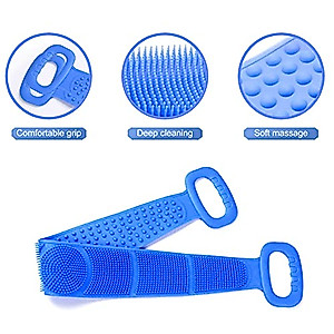 Silicone Back Scrubber for Shower/Silicone Body scrubber and Foot scrub/Exfoliating brush - Extra-large and Dual-sided texture fulfilling all your cleaning needs.