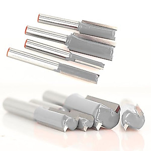 7Pcs Straight Router Bit Set 1/4 Inch Shank, Carbide Tipped Double Flute Straight Cut Router Bits, Straight Bit for Dado Trimming Cutter, Cut Dia 1/8",5/32", 3/16",1/4",5/16",3/8",1/2"