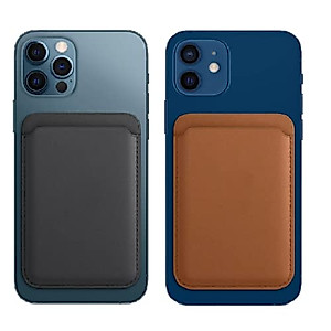 Lacase unisex Faux Leather Magnetic Card Wallet Holder with MagSafe for iPhone 14 / 13 / 12 Series, (Black)…