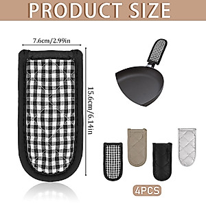 4 Pieces Hot Handle Covers Heat Resistant Pot Sleeve Grip Cotton Cast Iron Skillet Handle Covers Non-Slip Machine Washable Handle Mitts for Kitchen Baking Cooking BBQ Cookwares