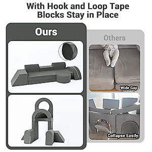 Fivetry Modular Kids Play Couch - 12pcs Convertible Kids Sofa Kids Couch Building Fort Toddler Sofa Comfy Toddler Foam Couch Play Fort Couch in Playroom/Nursery with Hook and Loop