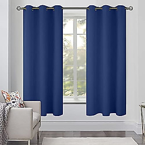 White Classic [2-Panels] Cozlo Blackout Curtains for Bedroom with Grommet Black Out Room Darkening Window Curtains Thermal Insulated Drapes (2 x 42x63 inch, Navy Blue)