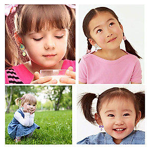 Hifot 7 Pairs Clip on Earrings Girls, No Pierced Design Earrings Dress up Pretend Princess Play Jewelry Accessories for Kids