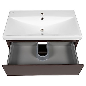 Modern Free Standing Bathroom Vanity with Washbasin | Elit Brown Matte Collection | Non-Toxic Fire-Resistant MDF-40-Omega Collection R-line 24"