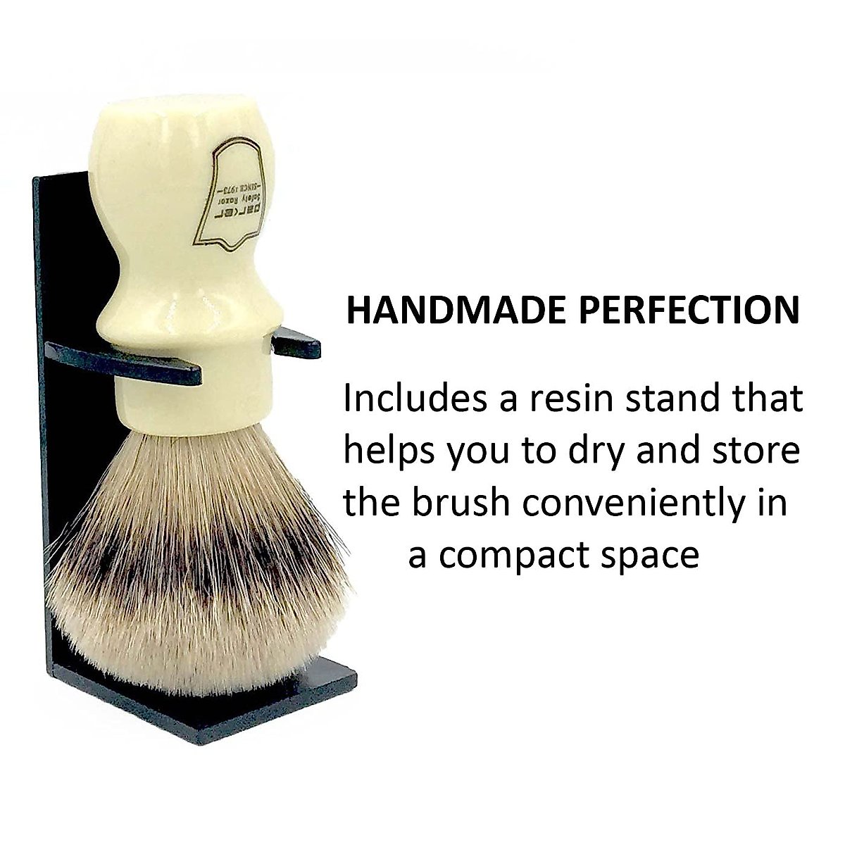Parker 100% Silvertip Badger Mug Shaving Brush with Brush Stand - Extra Dense and Extra Soft Bristles - Long Handle is Perfect for use with Your Shaving Mug (Ivory Color)