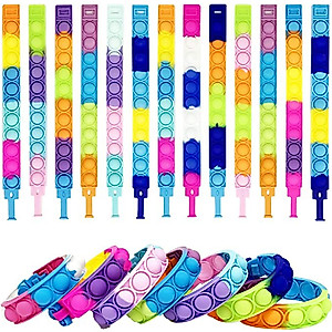 Tomoin Pop Bracelet Fidget Toy, 20Pcs Multi-Color Bracelet Popular Wristband Fidget Watch is Suitable for Children and Adults Stress and Anxiety Relief Wristband (20 PCS)(pop toy)