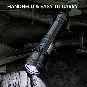 MIXILIN Rechargeable LED Flashlights High Lumens, 990,000 Lumens Super Bright Flashlight with 7 Modes, Powerful Multifunctional Flashlights for Home Camping Emergencies - 2 Pack