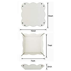 LISRSC Leather Valet Tray for Women,Trinket Jewelry Cosmetic Organizer Catchall Tray for Desk Dresser Nightstand (Off-White)