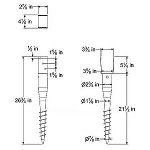 Step2 500599 Atherton Reserve Storage Classic White Mailbox & Mayne 580D-BK Ground Screw, Silver