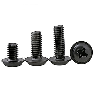 WSF-WUJIN, 50Pcs M2 M2.5 M3 M4 PWM DIN967 Black Pan Padded Screws Referral Computer Case Chassis Fixed Motherboard Screws with Pad (Color : 10mm, Size : 50pcs M3)