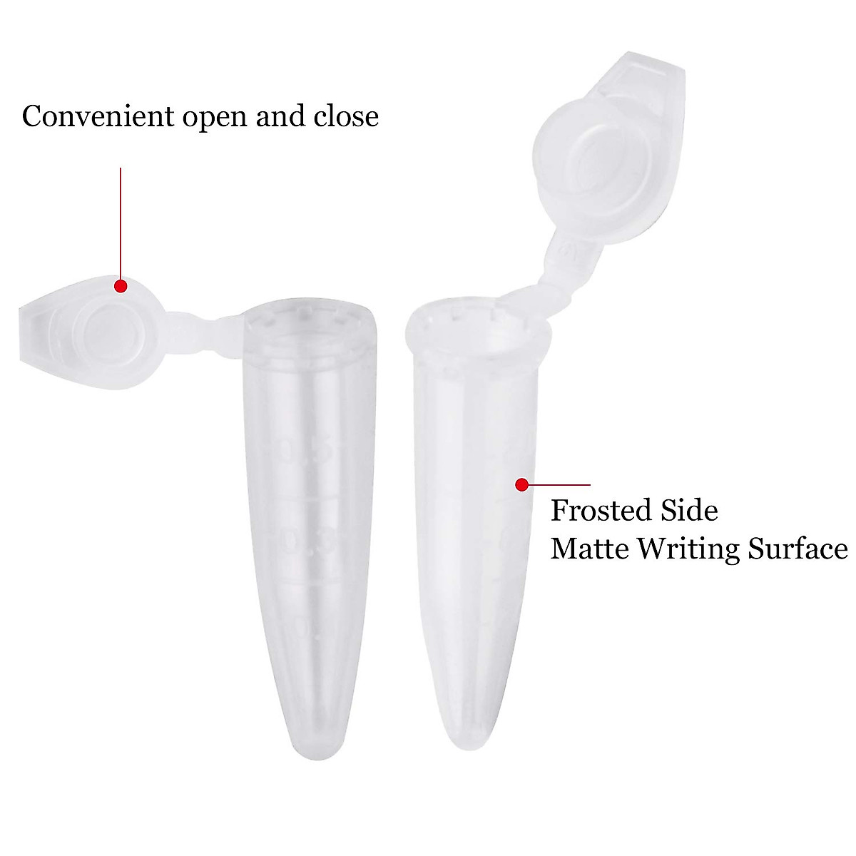 BronaGrand 200 Pieces 0.5ML Polypropylene Graduated Microcentrifuge Tubes with Attached Lid Clear