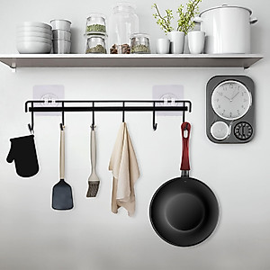 Kalione 2 Pack Wall Mount Utensil Rail Rack, Stainless Steel, 2pcs Adhesive Utensil Holder Hooks for Kitchen Bathroom