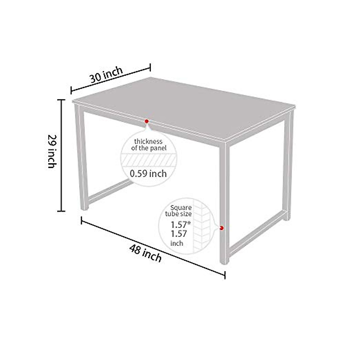 Coral Flower Soho Home Traditional Dining Table,48 inches Long, Top with Metal Frame, Black 1