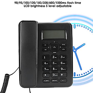 Fixed Corded Telephone Home Business Office 3 Sets of Alarm Functions Double Linkage Memory Functions