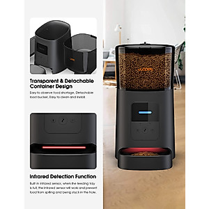 WOPET 6L Automatic Cat Food Dispenser,WiFi Automatic Cat Feeder with APP Control for Remote Feeding,Automatic Dog Feeder with Low Food Sensor and Voice Recorder,Up to 15 Meals per Day