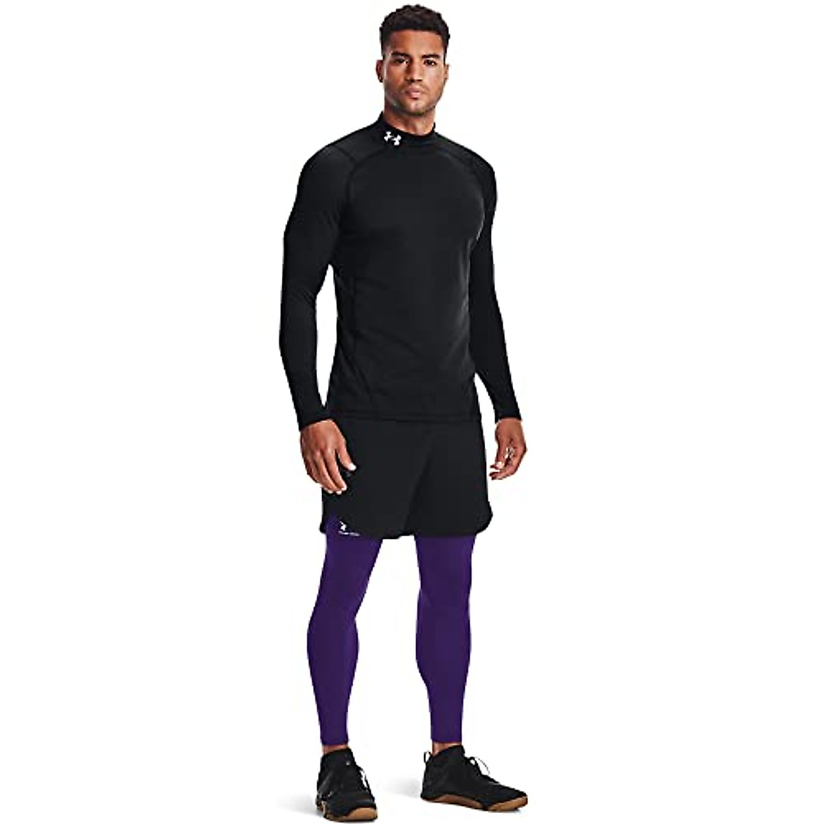 Under Armour mens ColdGear Armour Fitted Mock , Black (001)/White , Medium